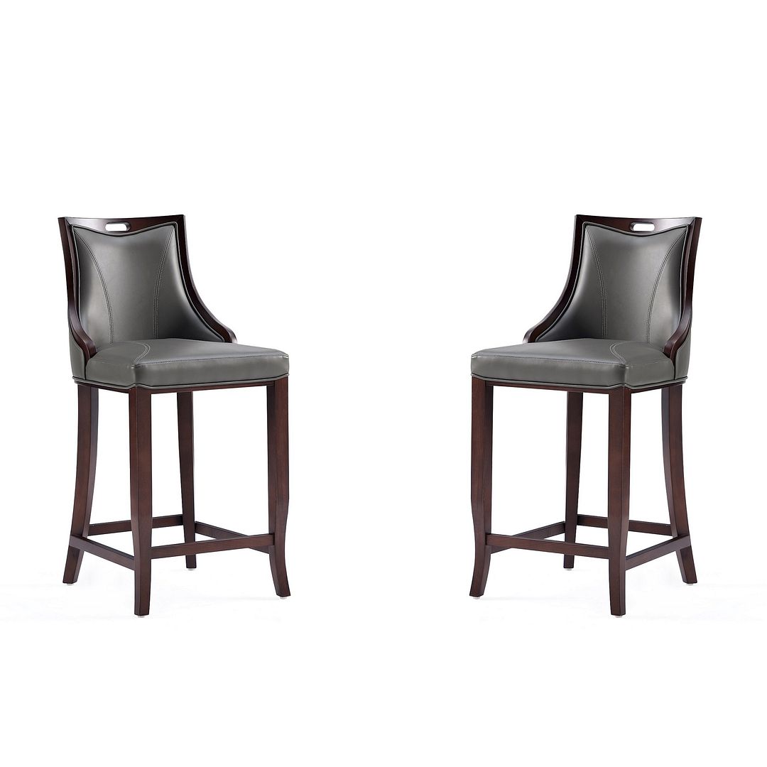 2 Manhattan Comfort Emperor Pebble Grey Barstools | The Classy Home