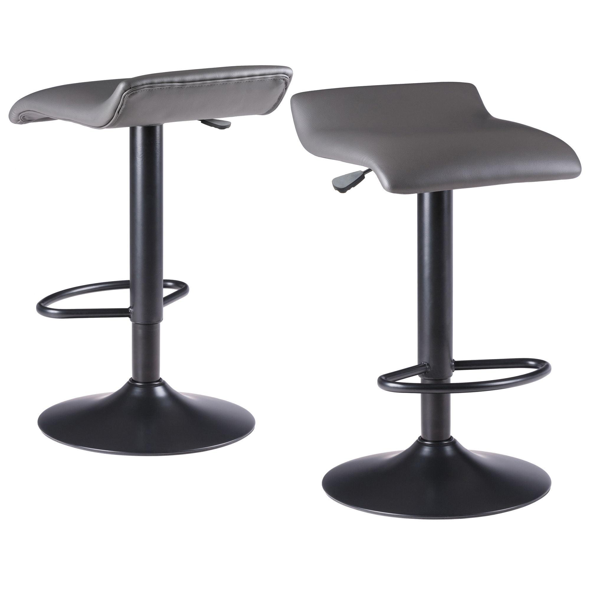 2 Winsome Tarah Black Slate Gray Swivel Stools | The Classy Home